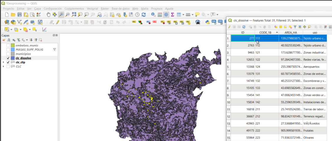 Geoprocesamiento con QGIS: Recortar, Intersectar y Disolver – GEASIG